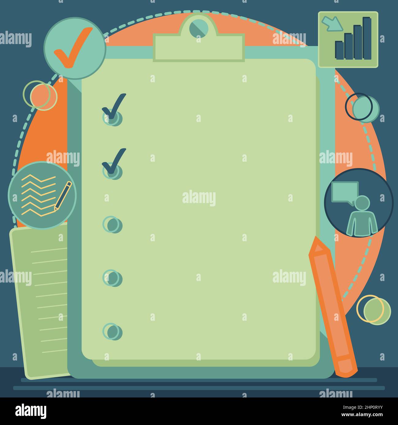 Clipboard Drawing With Checklist Marked Done Items On List Stock Photo ...
