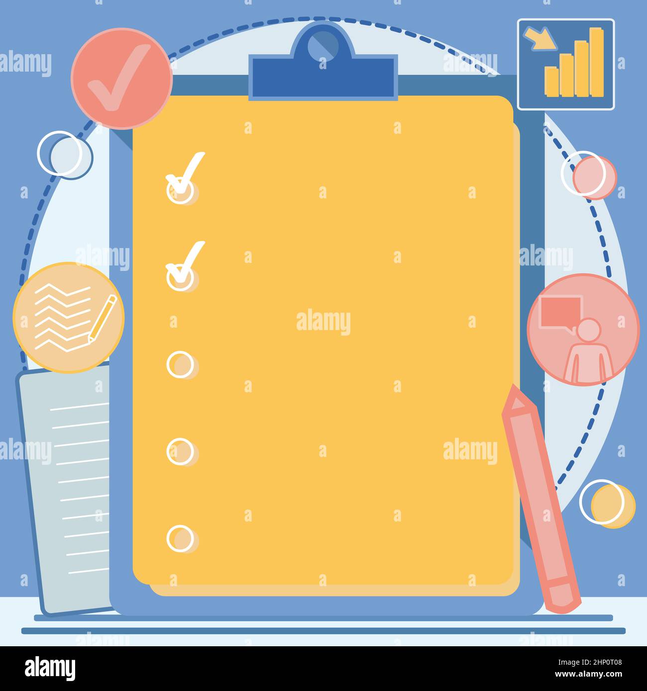 Clipboard Drawing With Checklist Marked Done Items On List Stock Photo ...