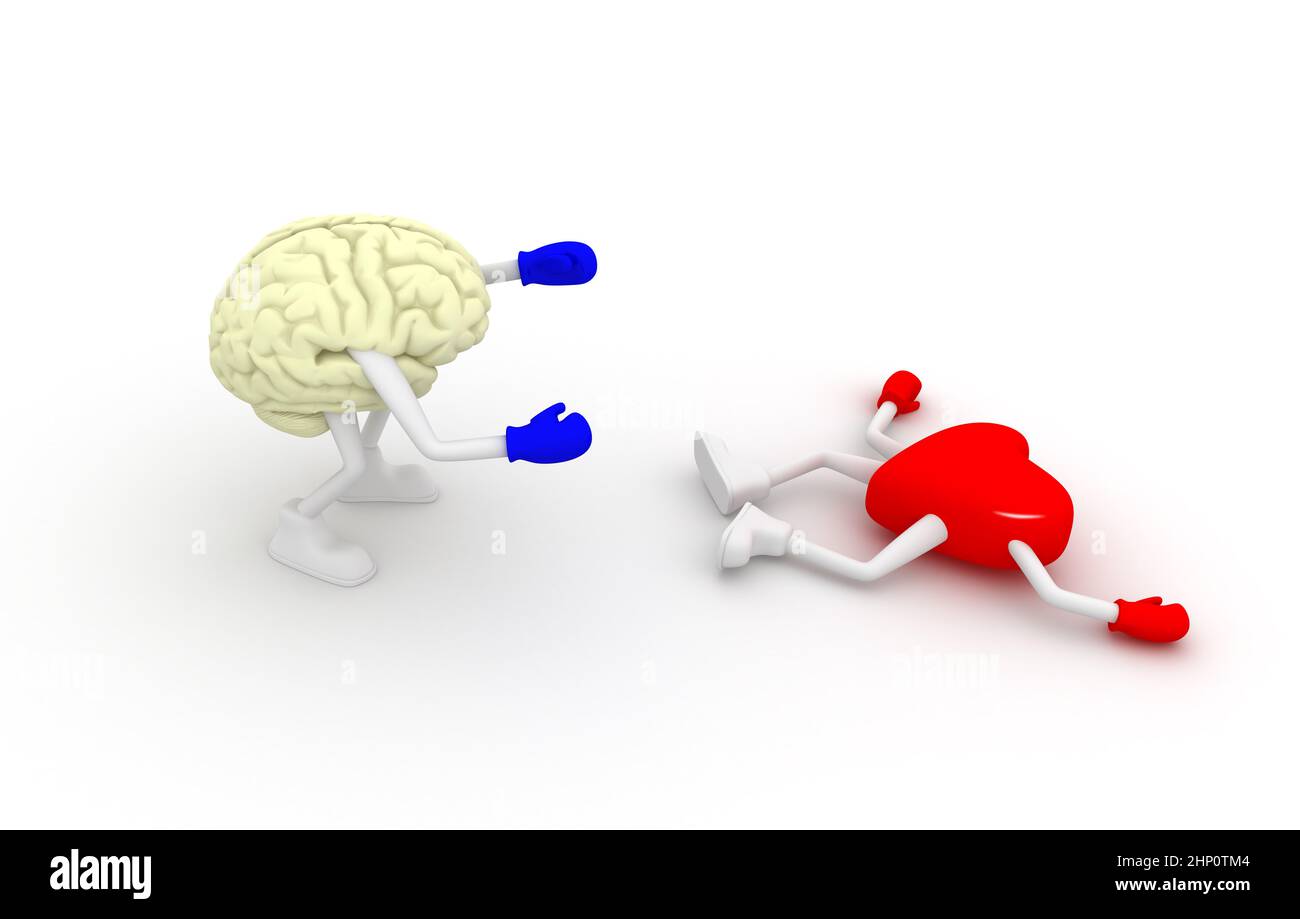 Mind win fight vs heart Stock Photo - Alamy