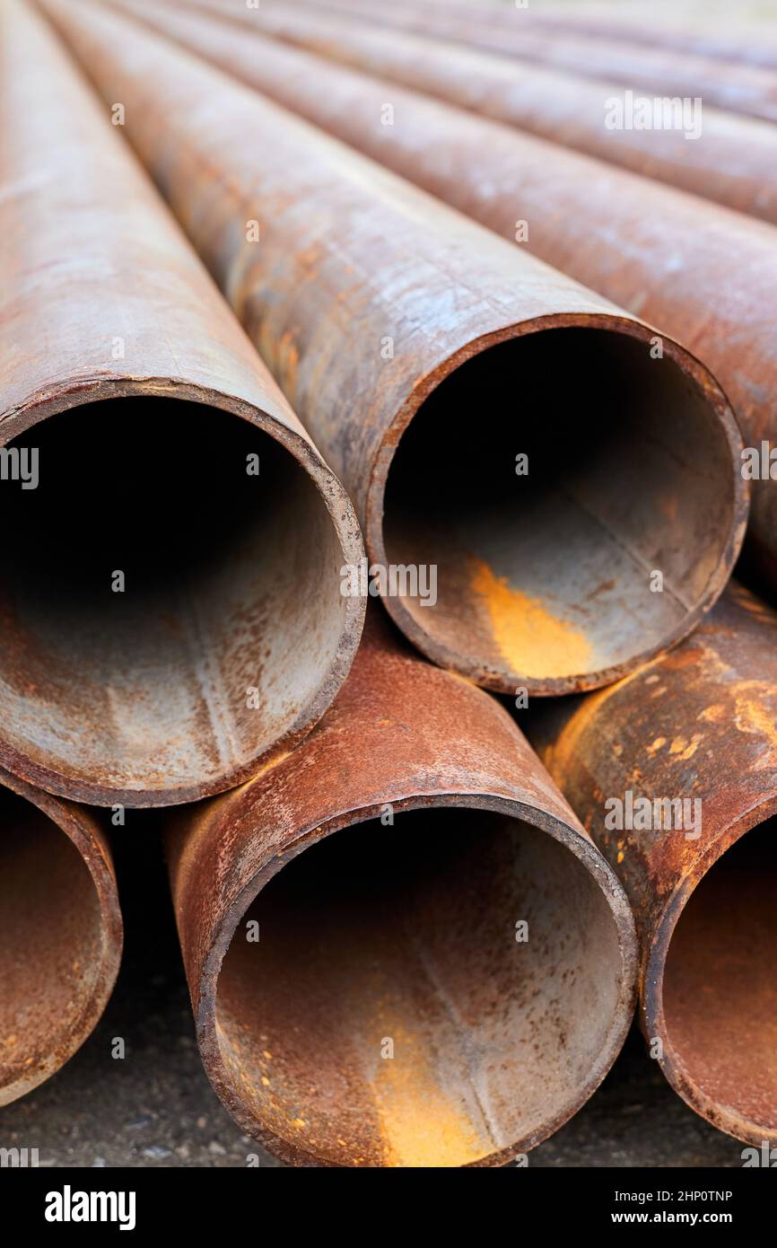 Metal rusty pipes lying in hi-res stock photography and images - Alamy