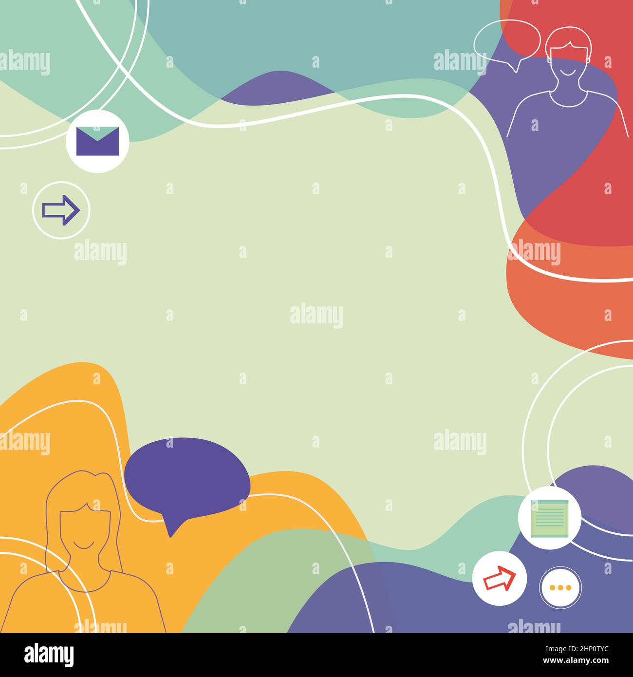 Illustration Couple Speaking In Chat Cloud Exchanging Messages Stock ...
