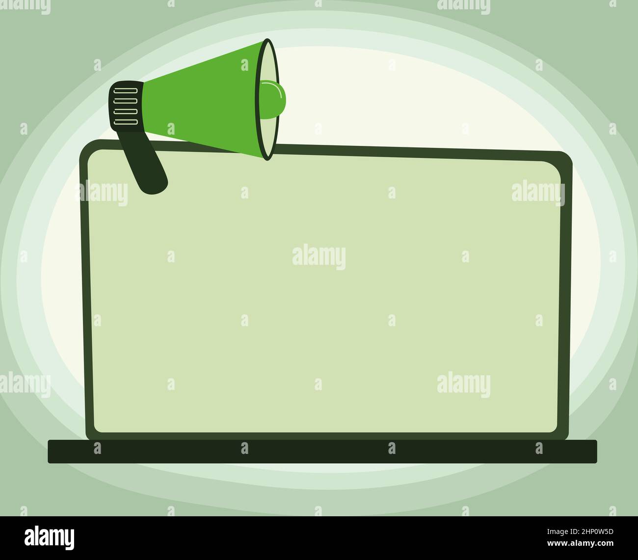 Illustration Of Megaphone On Blank Monitor Making Announcements Stock ...