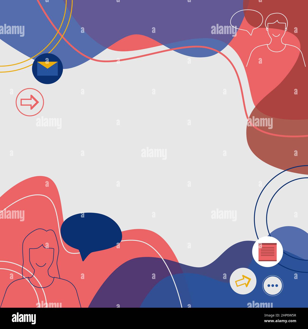 Illustration Couple Speaking In Chat Cloud Exchanging Messages Stock ...