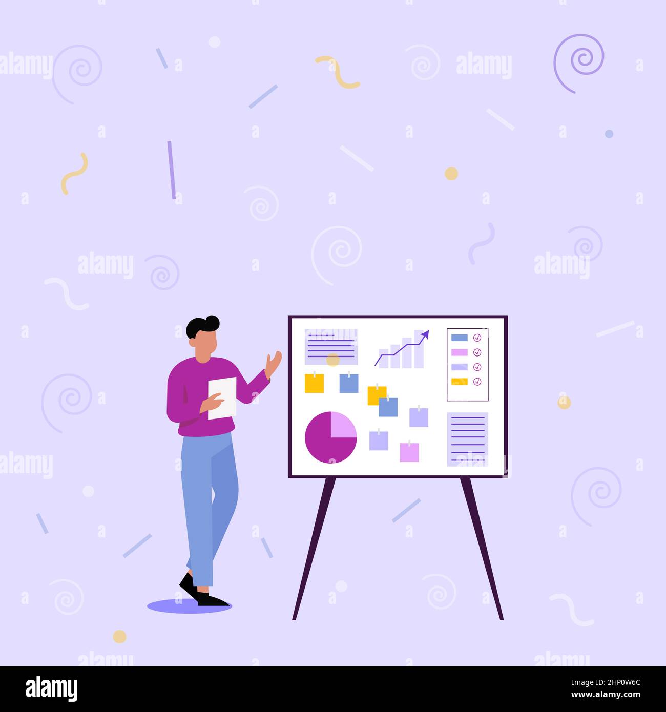 Businessman Drawing Standing Presenting Ideas For Their Success Stock ...