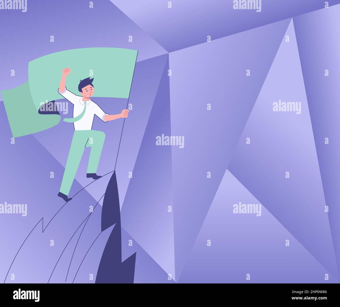 Man On A Mountain Drawing Proud Of His Climbing Success To The Clouds ...