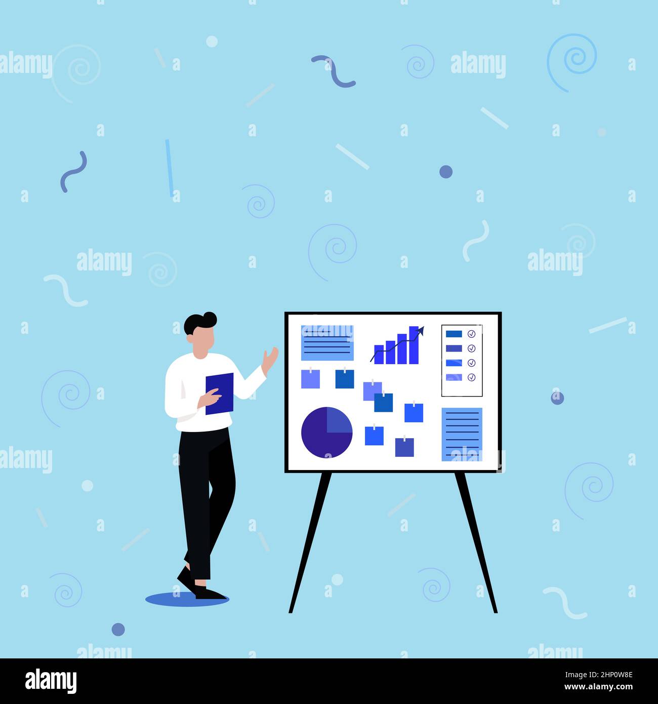 Businessman Drawing Standing Presenting Ideas For Their Success Stock ...