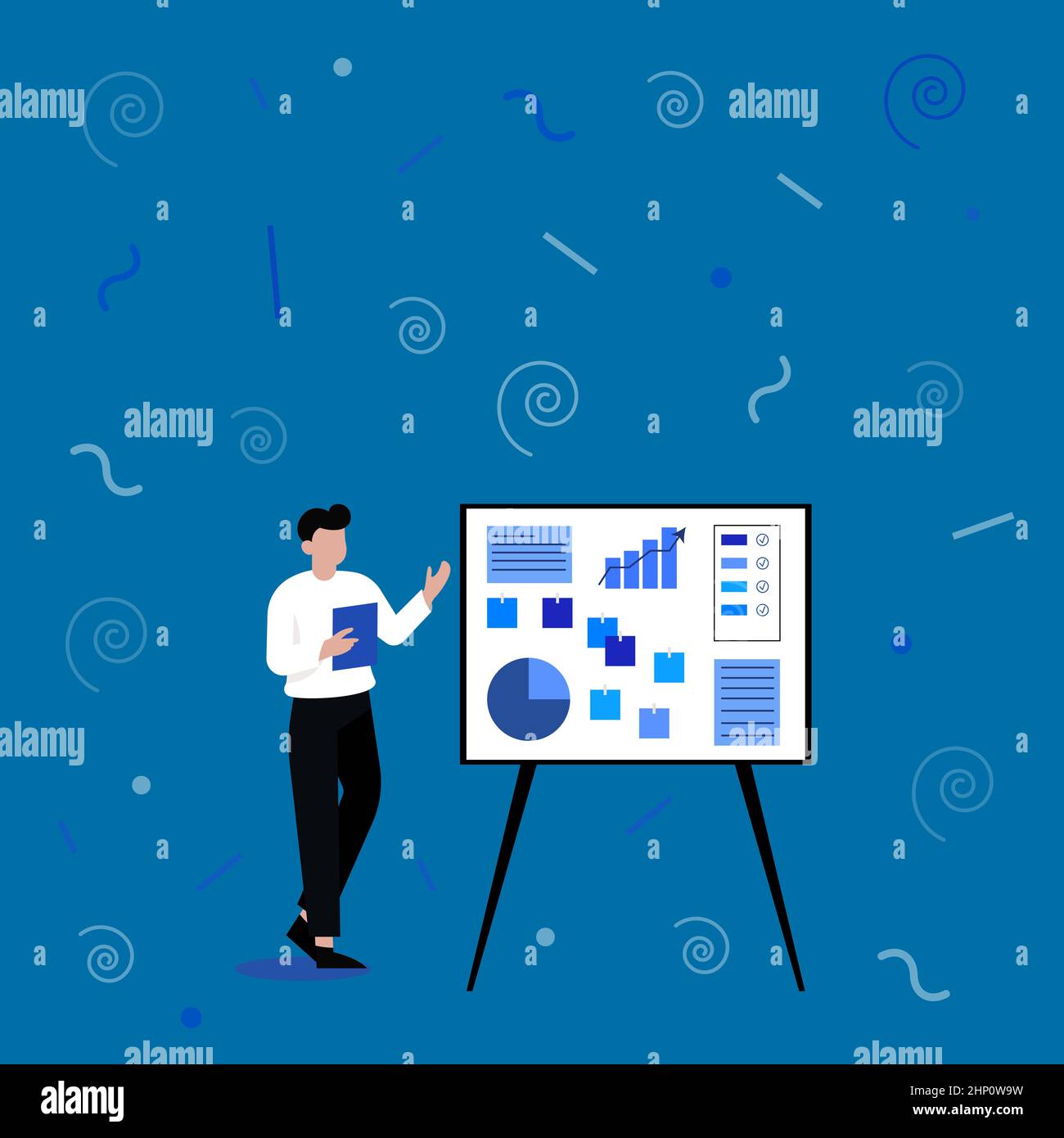 Businessman Drawing Standing Presenting Ideas For Their Success Stock ...
