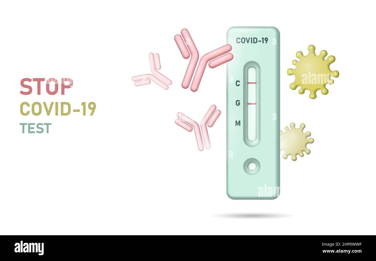 3D antigen rapid test COVID-19 disease. Flat isolated home self ...