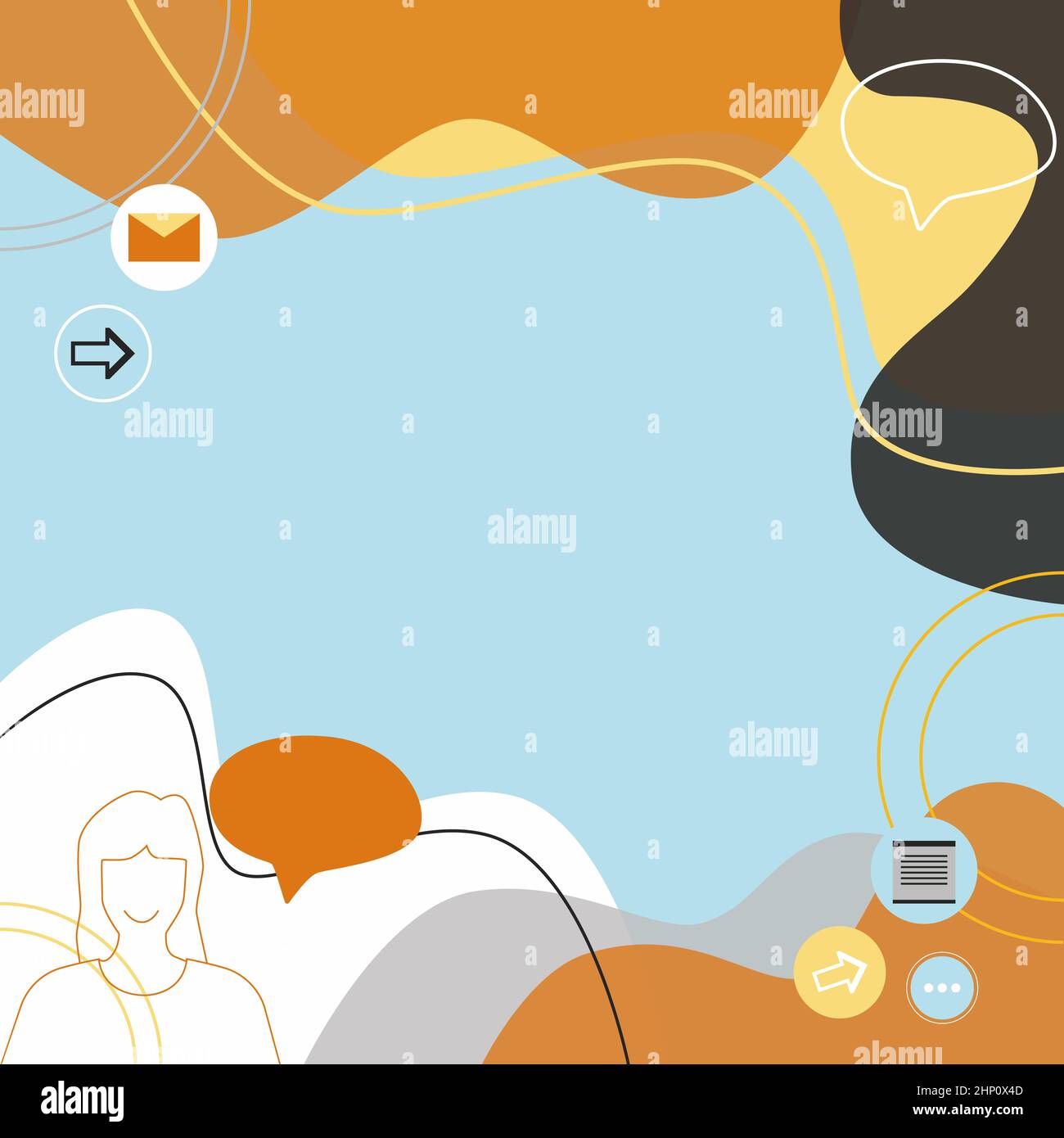 Illustration Couple Speaking In Chat Cloud Exchanging Messages Stock ...