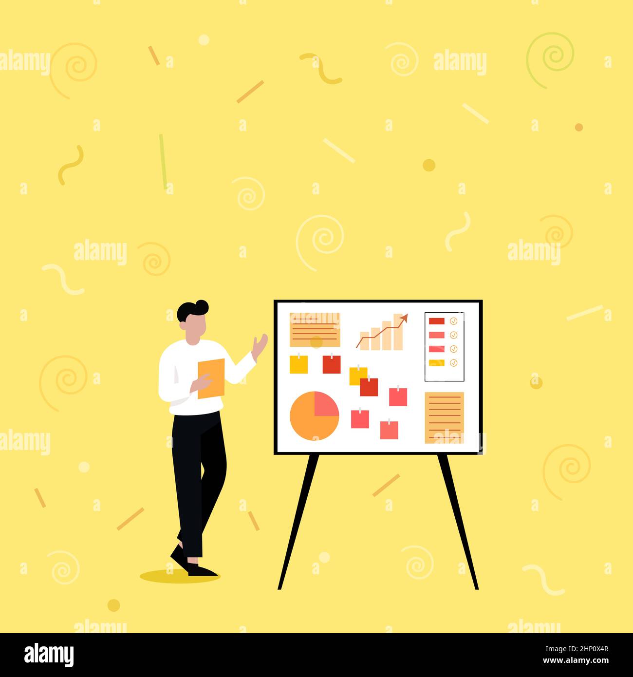 Businessman Drawing Standing Presenting Ideas For Their Success Stock ...