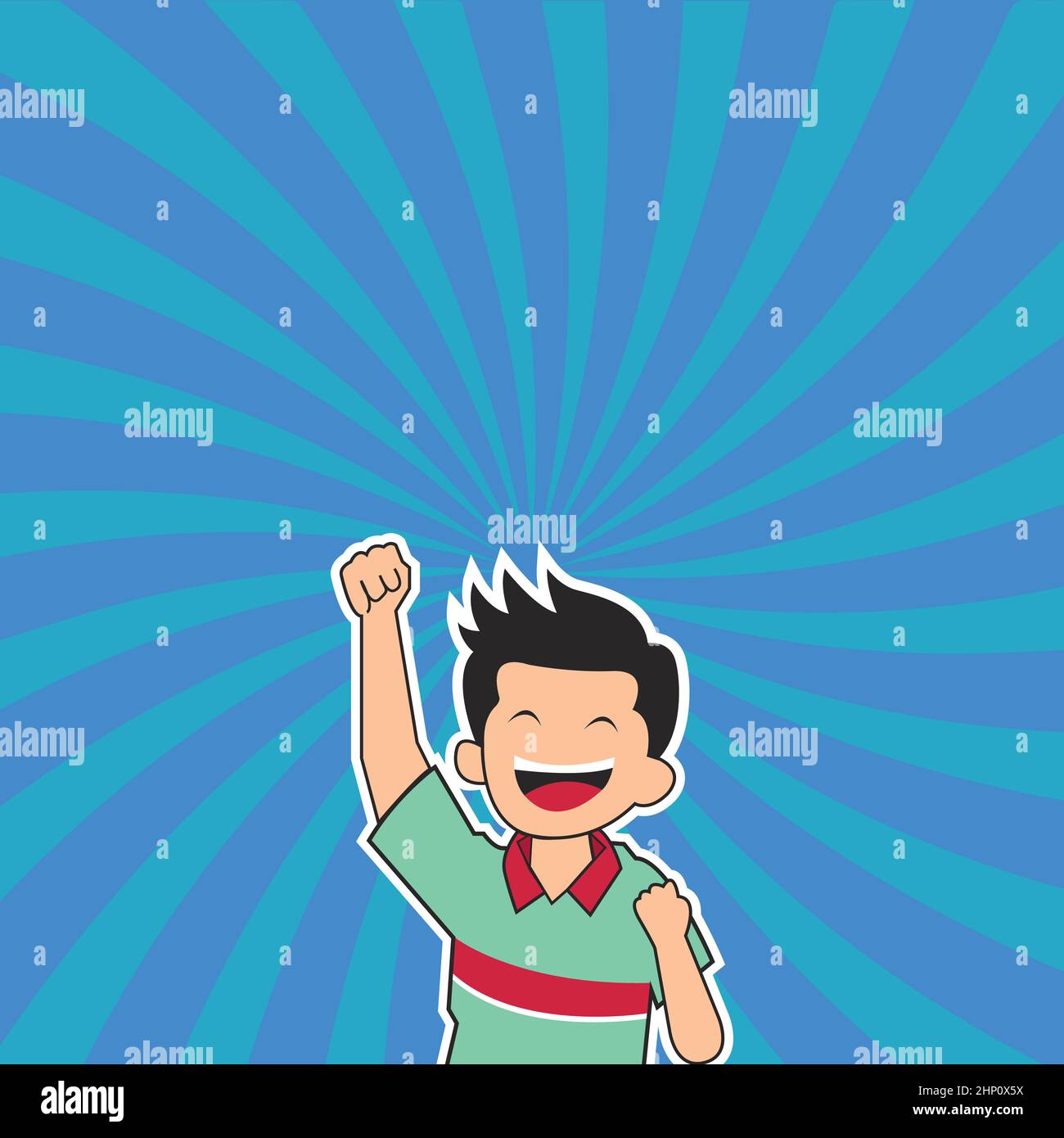 Cheerful Man Enjoying Accomplishment With Spiral Background Raising ...