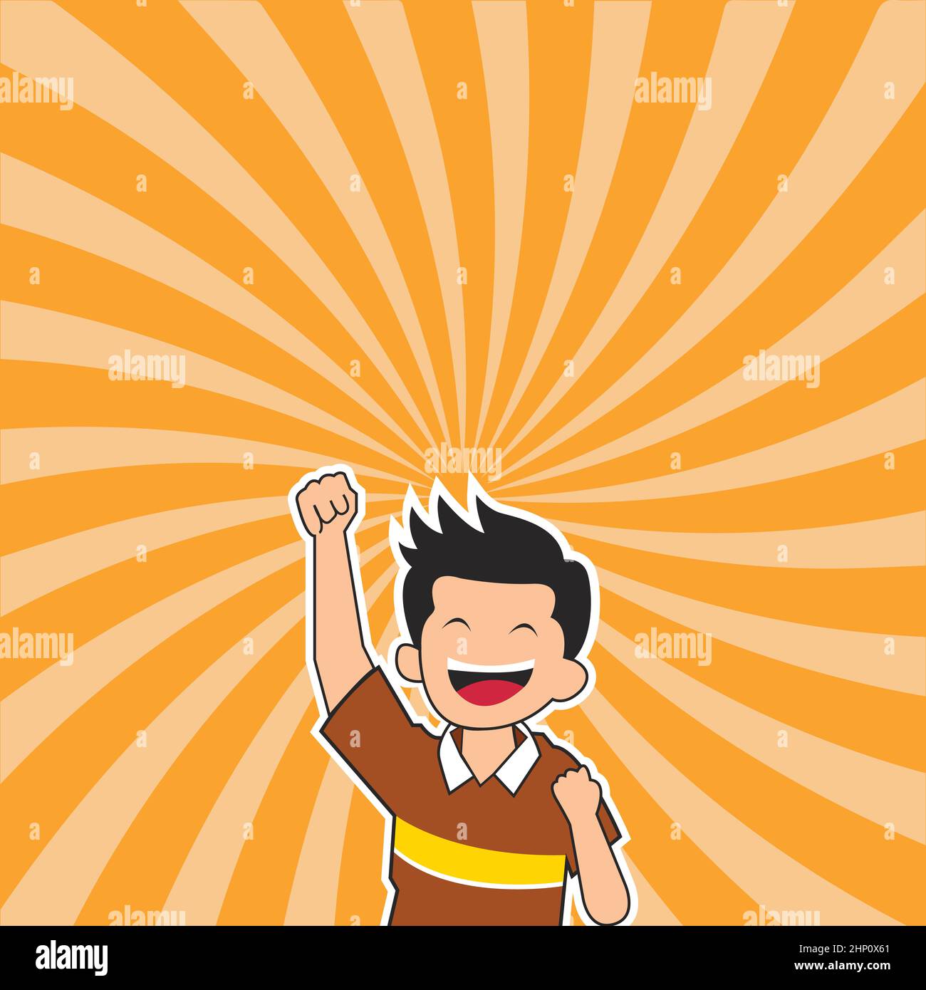 Cheerful Man Enjoying Accomplishment With Spiral Background Raising ...