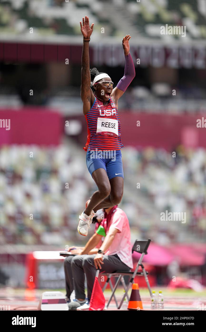 Brittney Reese participating in the Tokyo 2020 Olympic Games in the ...