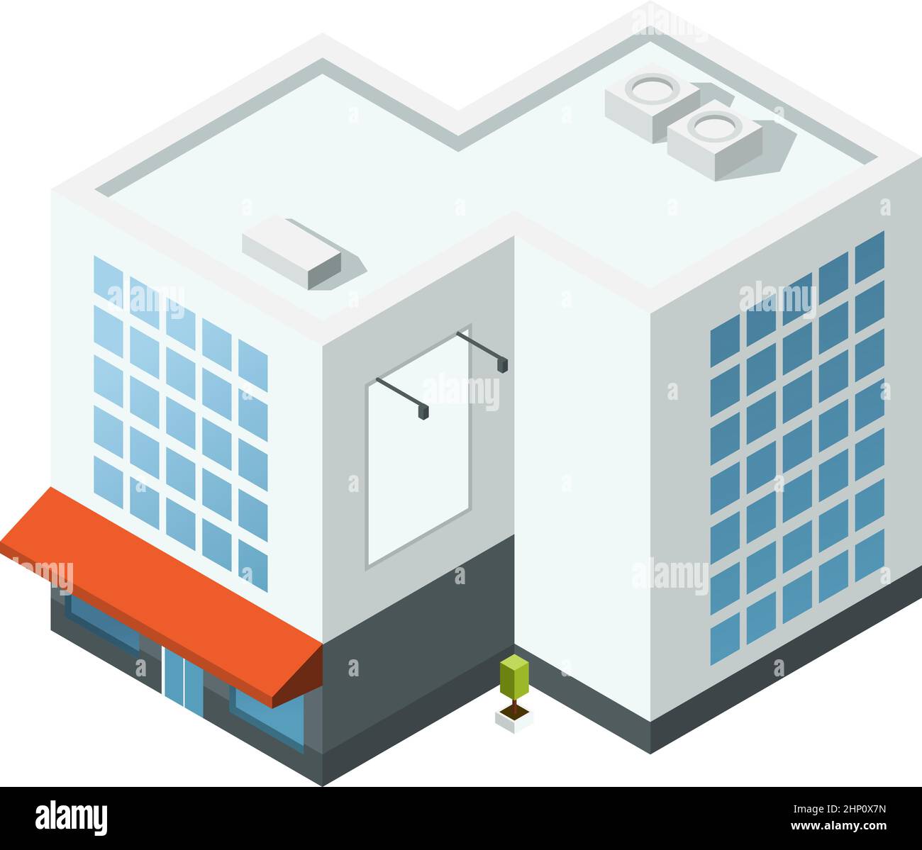 City building. Isometric urban architecture. Downtown business center ...