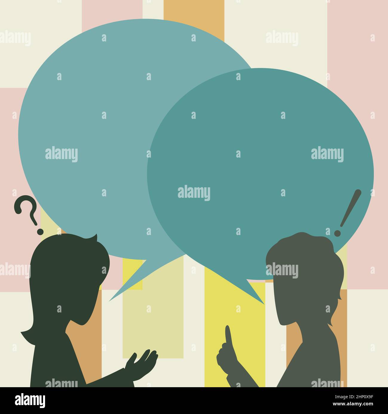 Couple Drawing With Chat Cloud Talking To Each Other Sharing Ideas ...