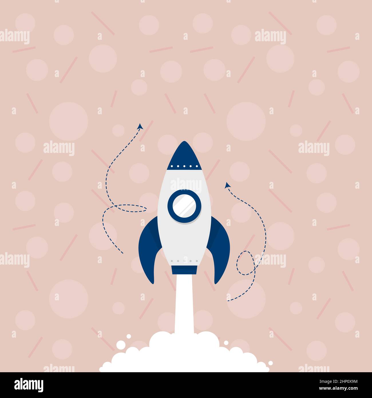 Illustration Of Rocket Ship Launching Fast Straight Up To The Outer ...
