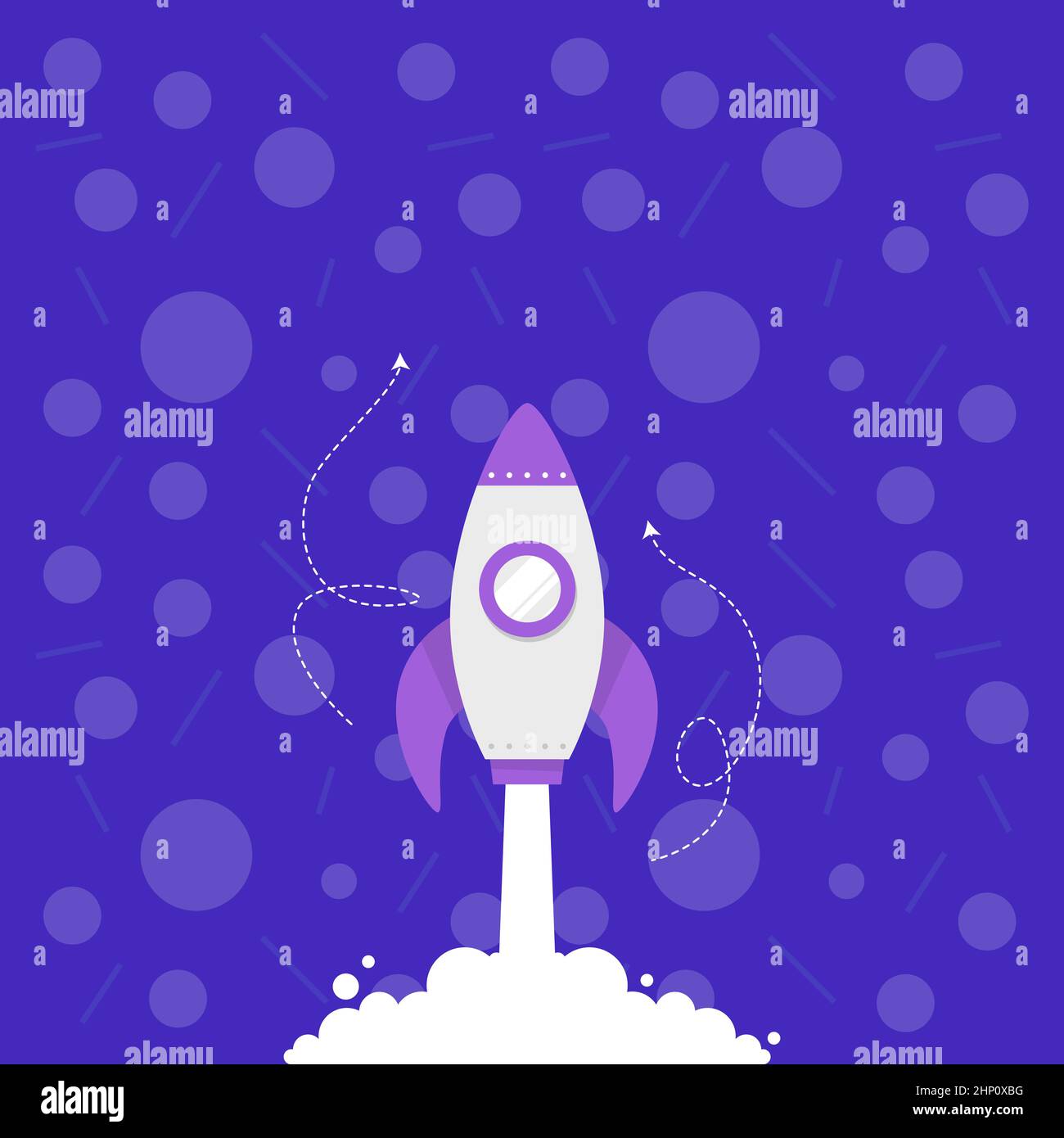 Illustration Of Rocket Ship Launching Fast Straight Up To The Outer ...