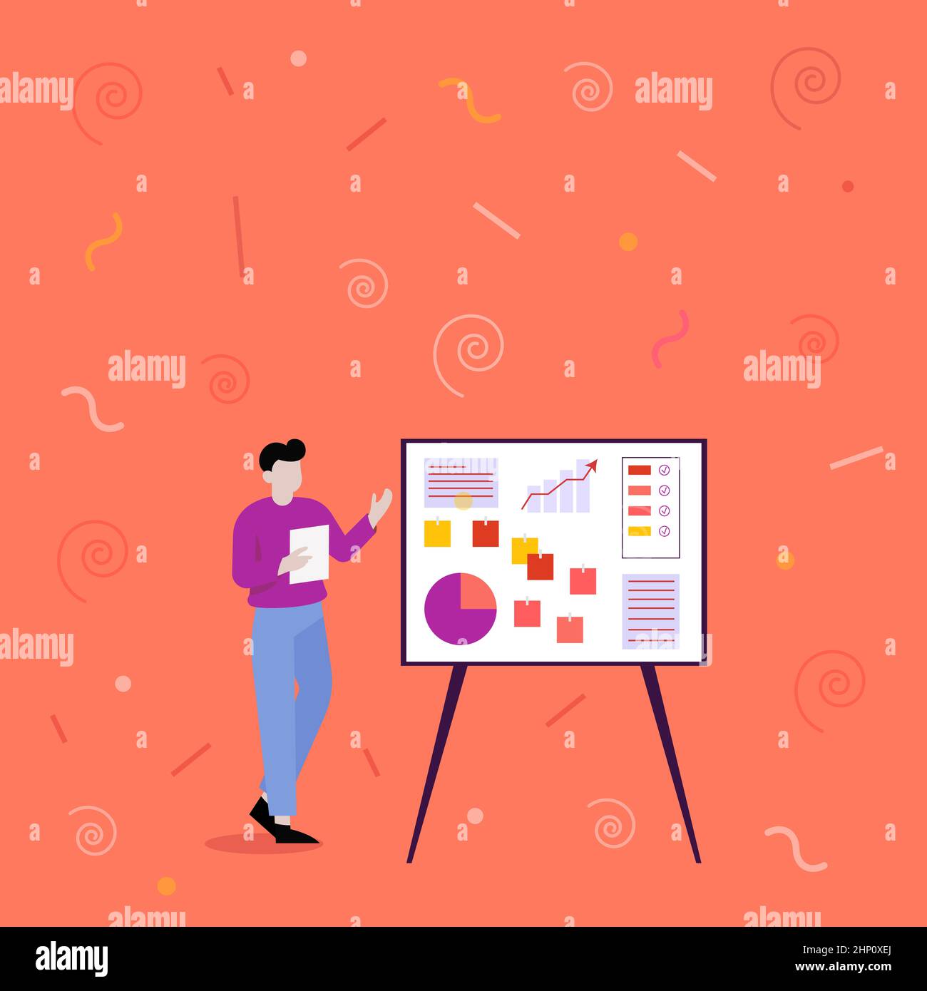 Businessman Drawing Standing Presenting Ideas For Their Success Stock ...