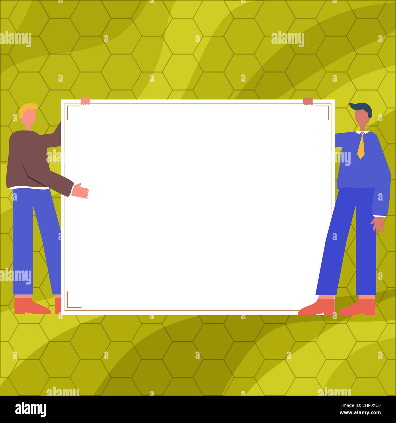 Two Men Drawing With Empty Paper Background Presenting New Ideas Stock ...