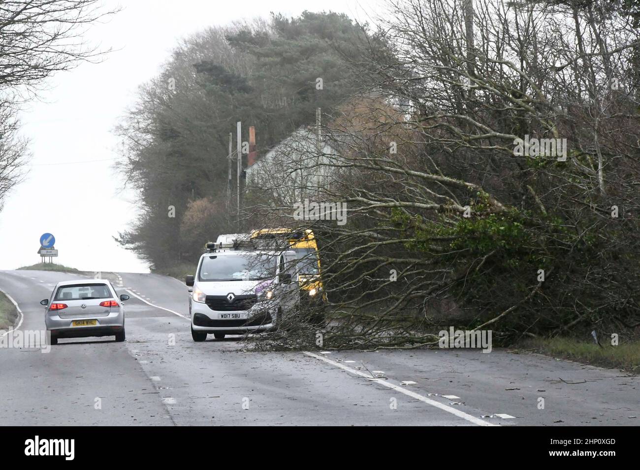 Bridport, Dorset, UK. 18th February 2022. UK Weather. The A35 near ...
