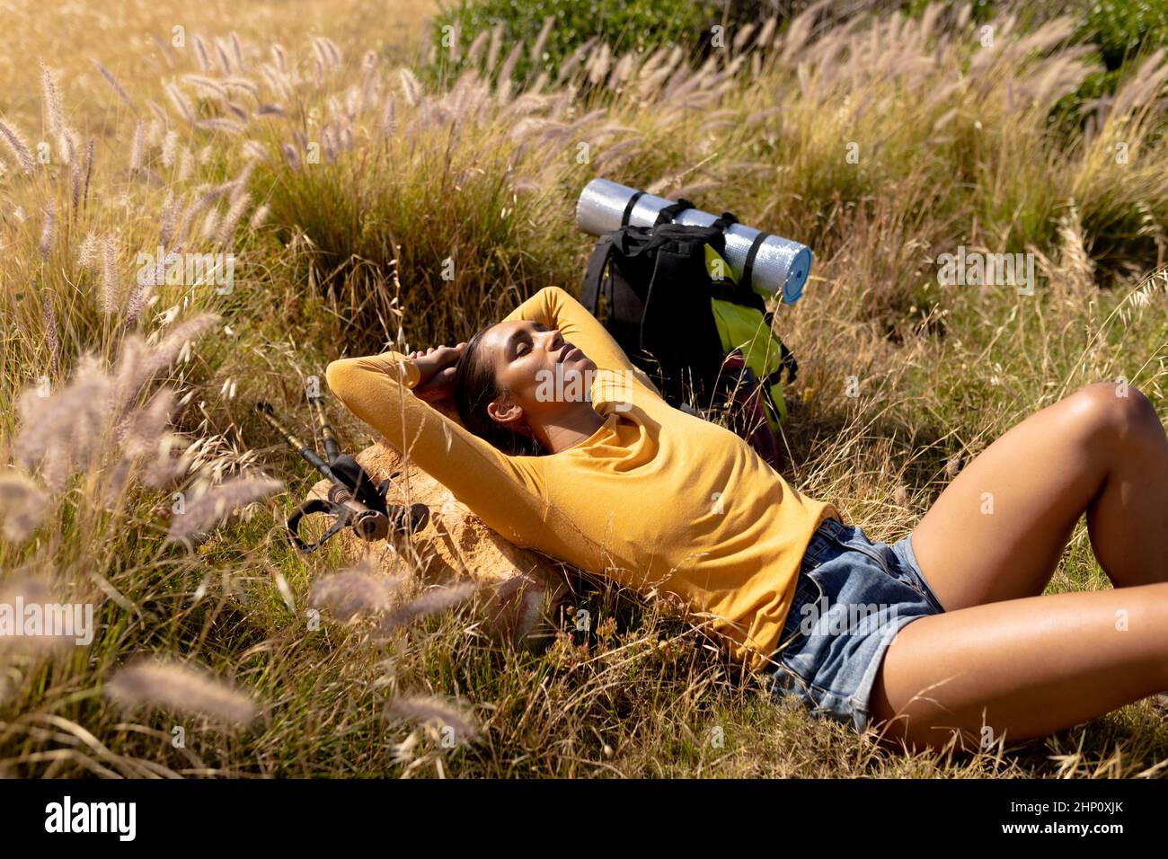 Girl Laying In Field