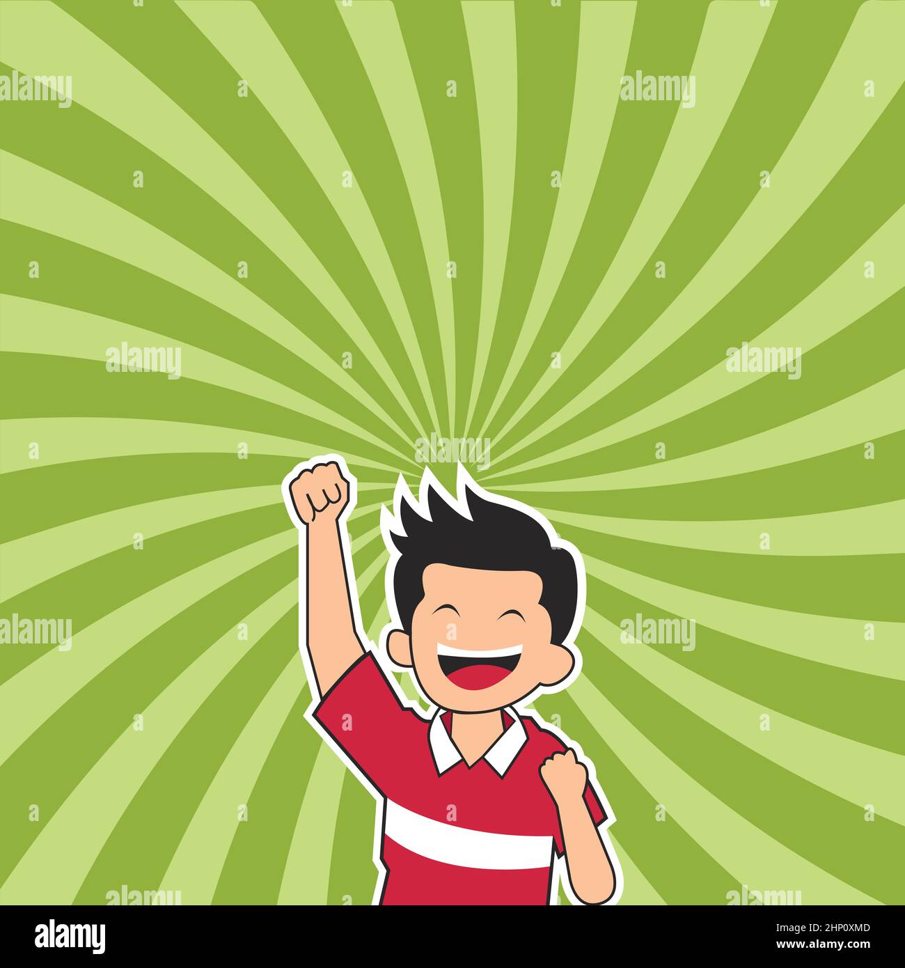 Cheerful Man Enjoying Accomplishment With Spiral Background Raising ...