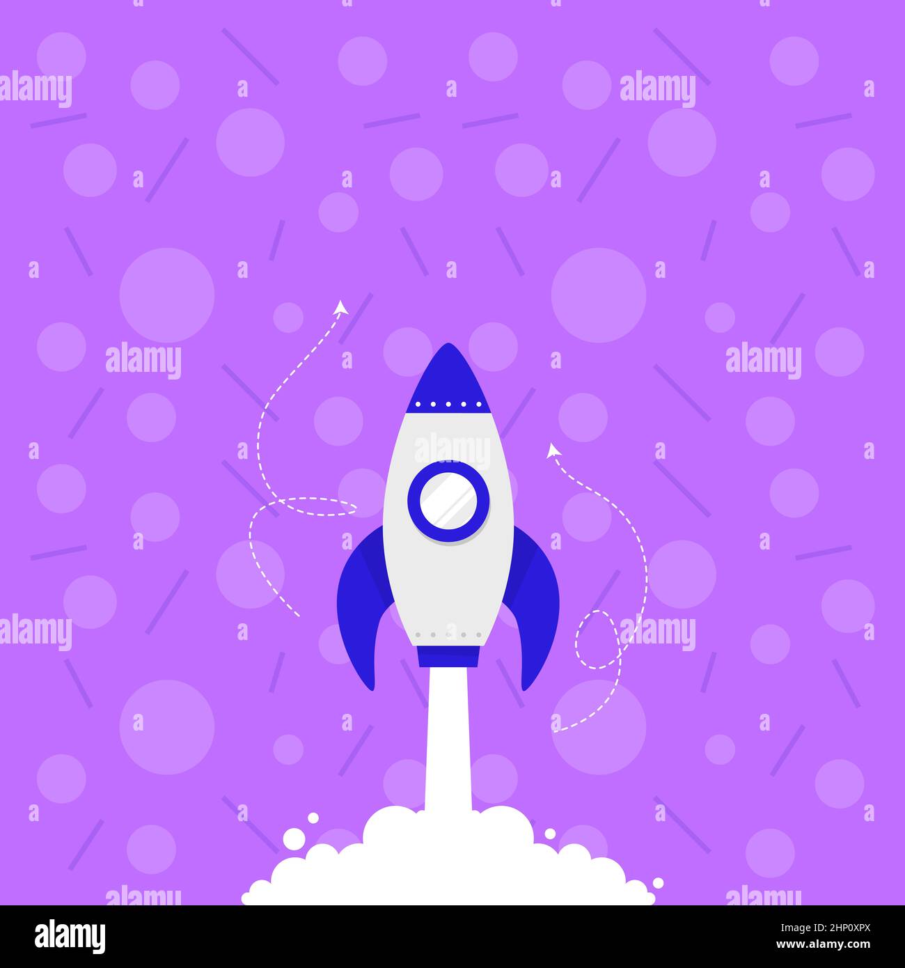 Illustration Of Rocket Ship Launching Fast Straight Up To The Outer ...