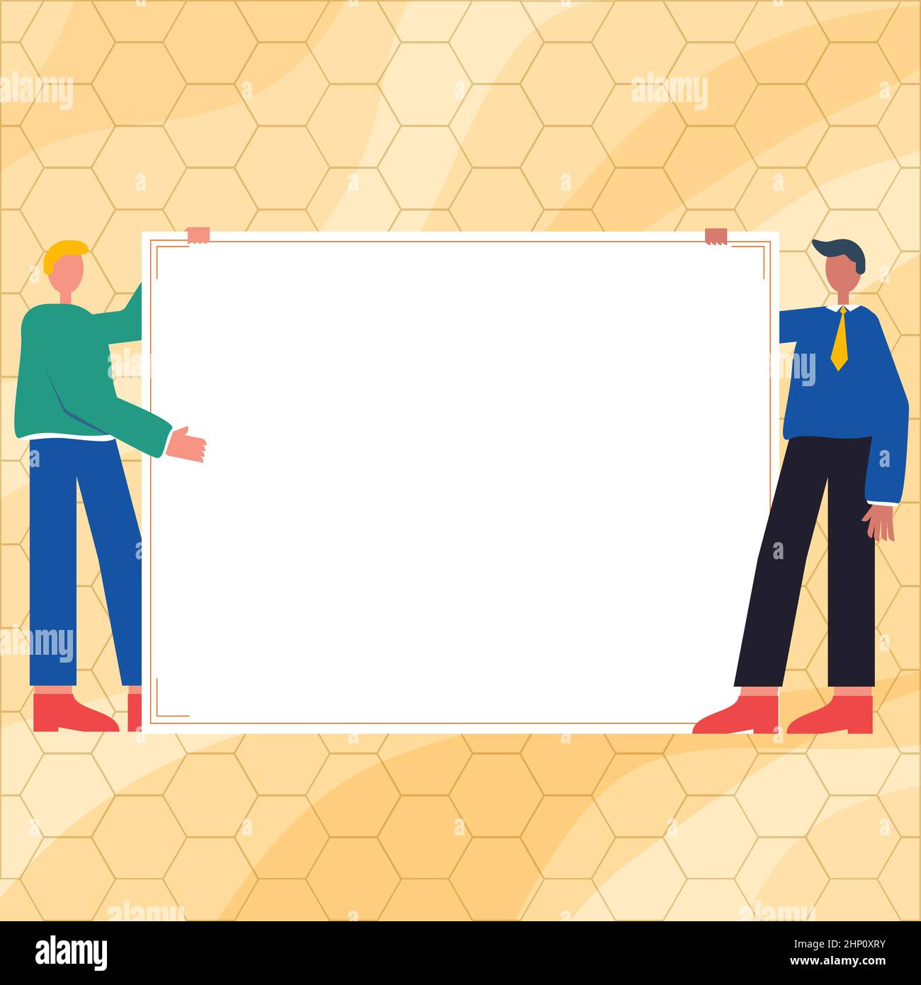 Two Men Drawing With Empty Paper Background Presenting New Ideas Stock ...