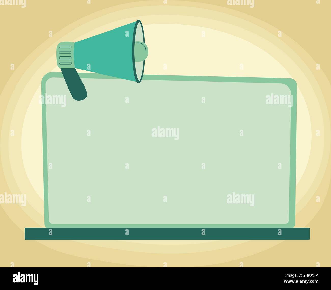 Illustration Of Megaphone On Blank Monitor Making Announcements Stock ...