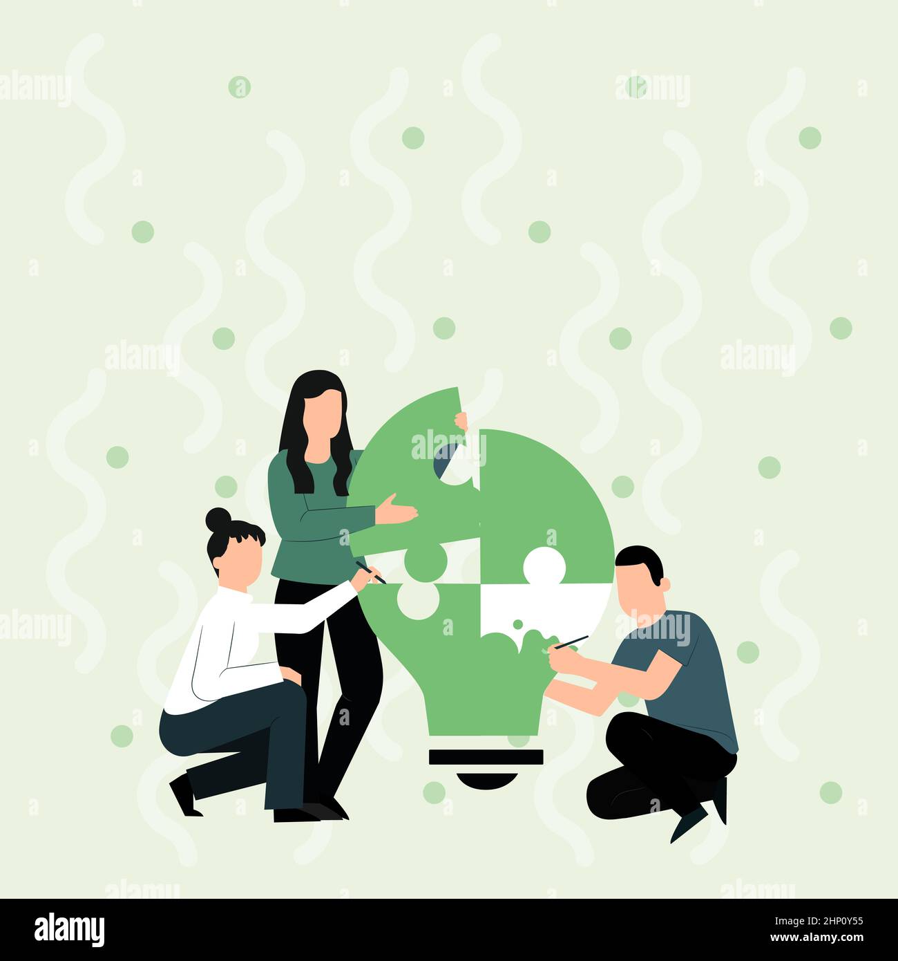 Employee Drawing Helping Each Other Building Light Bulb Jigsaw Puzzle ...