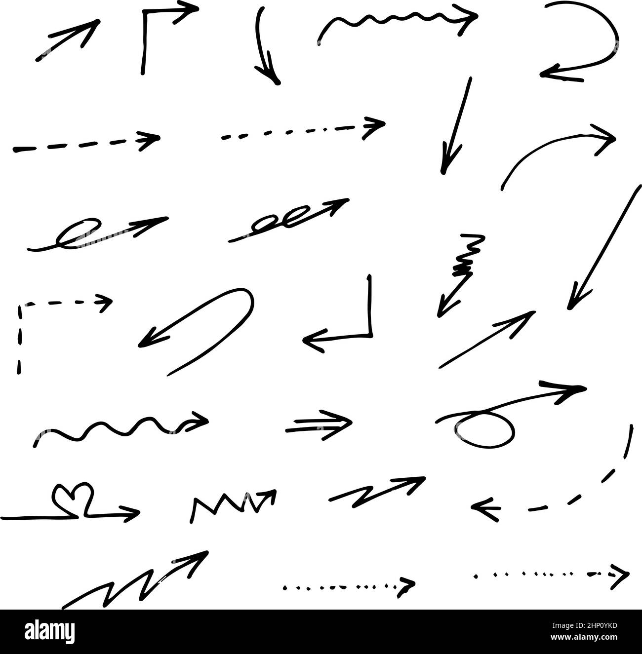 Hand drawn black marker arrows. Vector illustration Stock Photo - Alamy