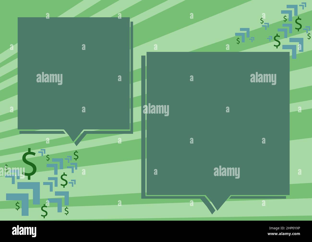 Two Colorful Overlapping Speech Bubble Drawing With Dollar Sign Stock ...