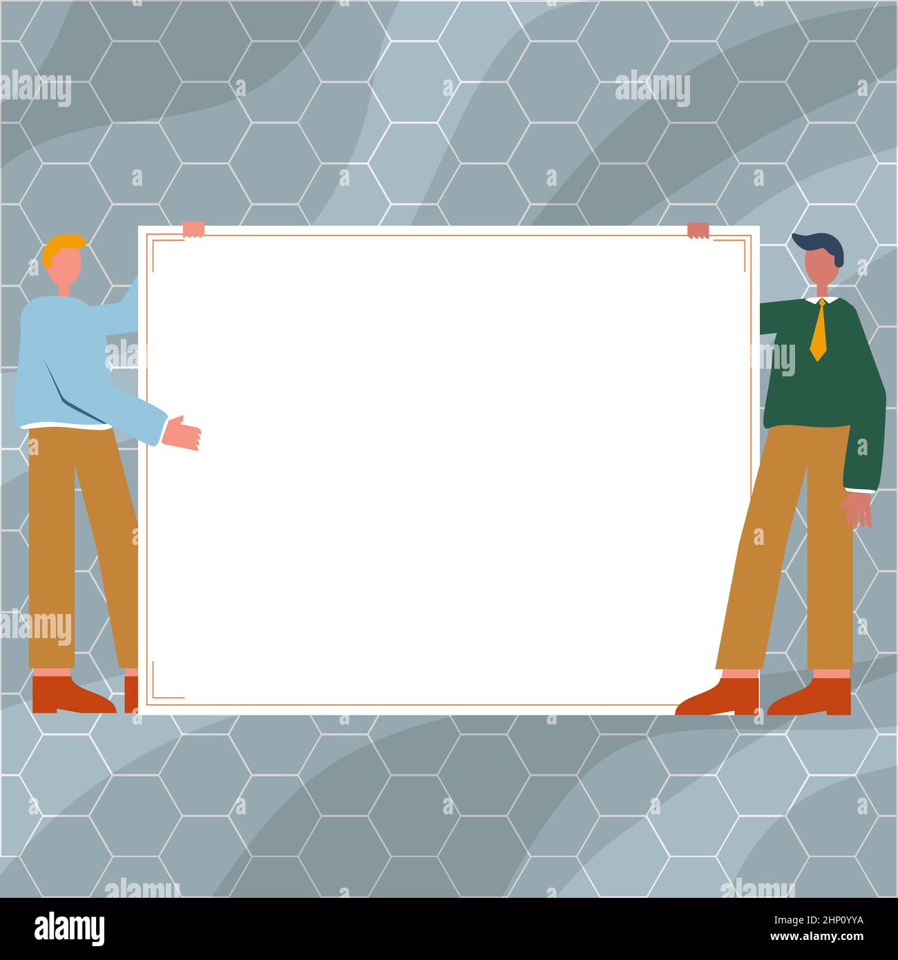 Two Men Drawing With Empty Paper Background Presenting New Ideas Stock ...
