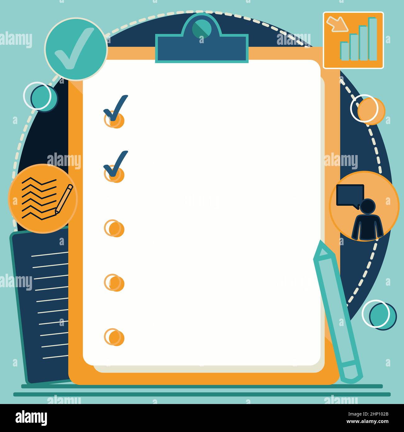 Clipboard Drawing With Checklist Marked Done Items On List Stock Photo ...