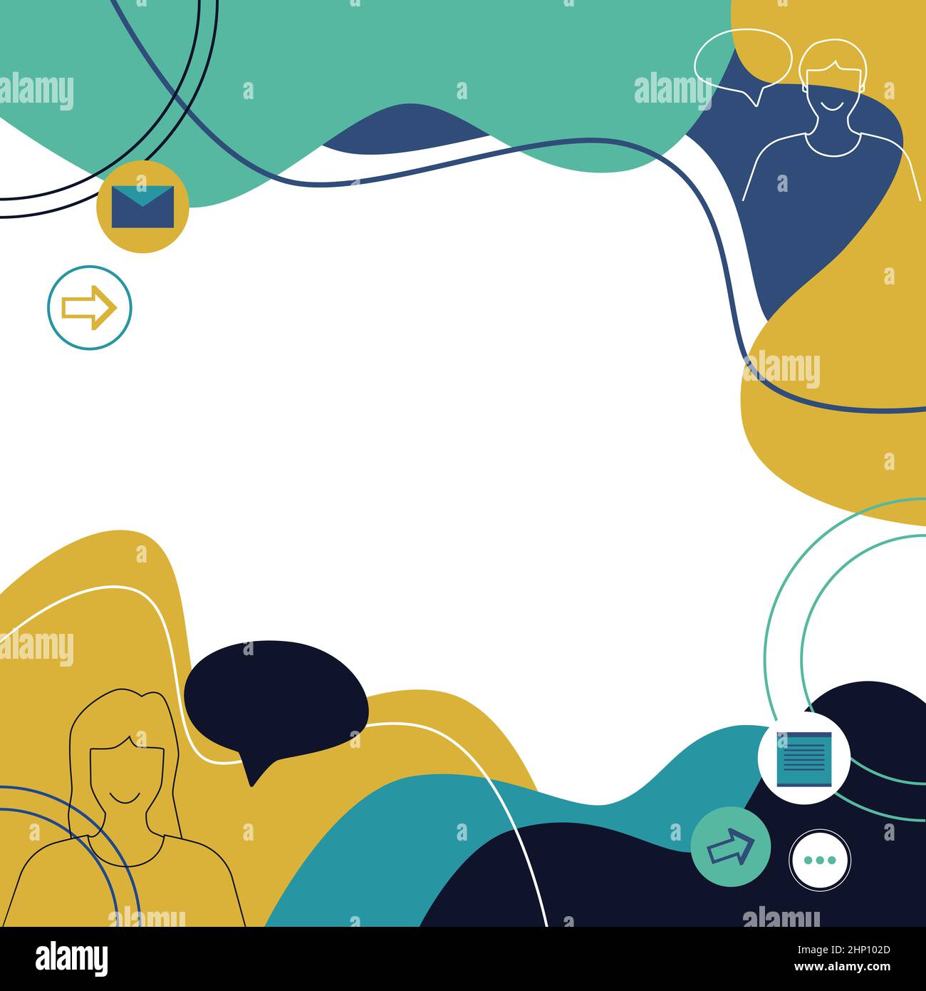 Illustration Couple Speaking In Chat Cloud Exchanging Messages Stock ...