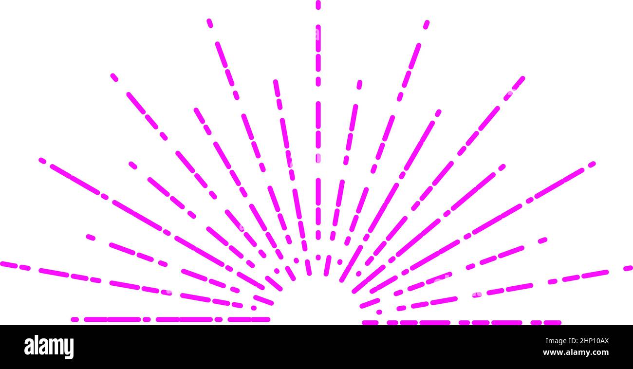 Sunrise in retro style. Radial sun rays in semi circle Stock Vector ...