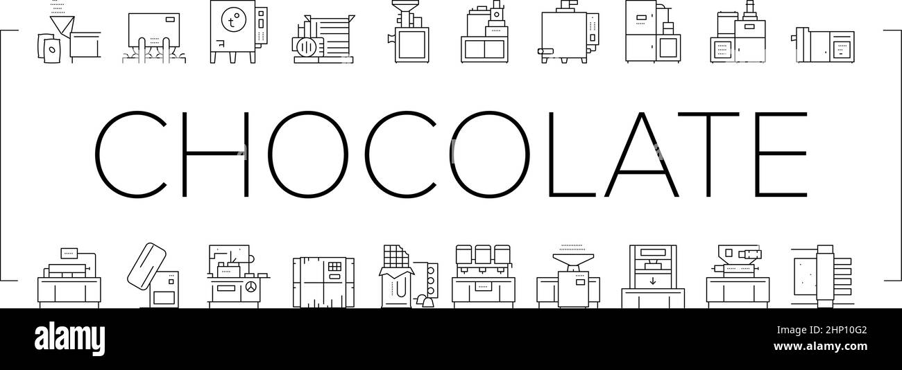 Chocolate Production Collection Icons Set Vector Stock Vector Image ...