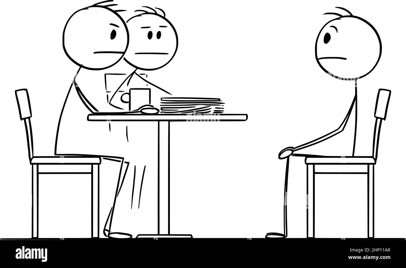 Person on Job Interview or Student on Examination, Vector Cartoon Stick ...