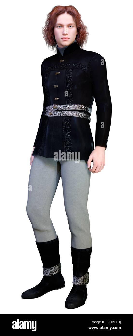 3D rendering of a fairy tale medieval prince isolated on white ...