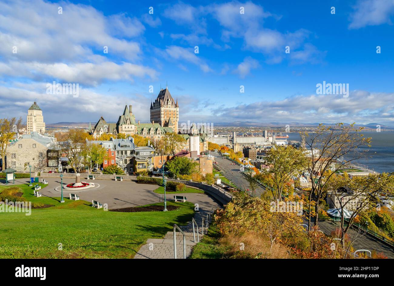 Stunning panoramic view of Old Quebec City with Fairmont Le Chateau ...