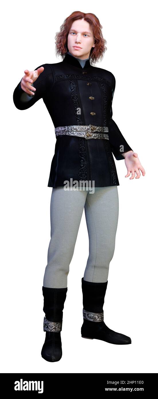 3D rendering of a fairy tale medieval prince isolated on white ...