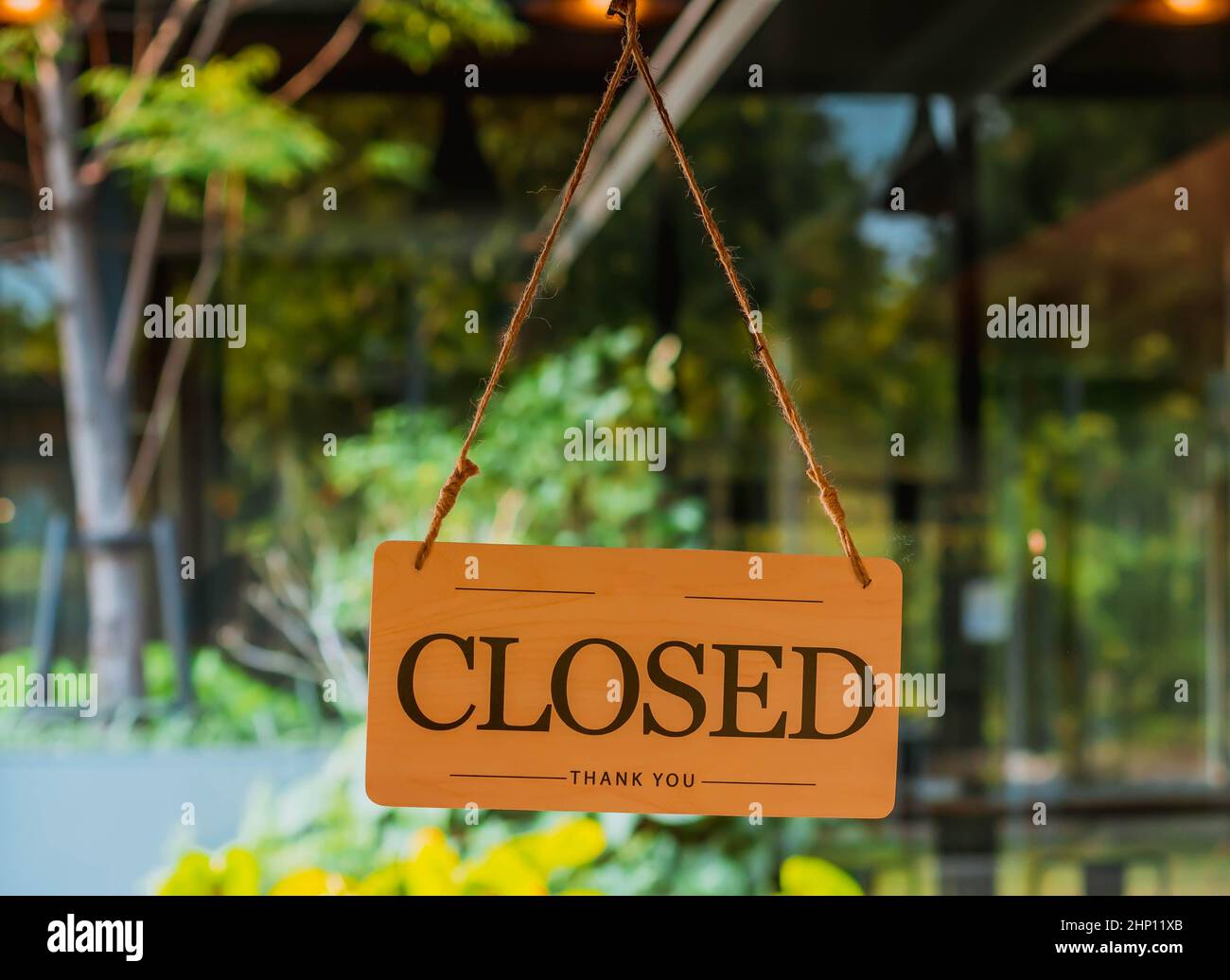 closed sign on door entrance cafe restaurant or business office store ...