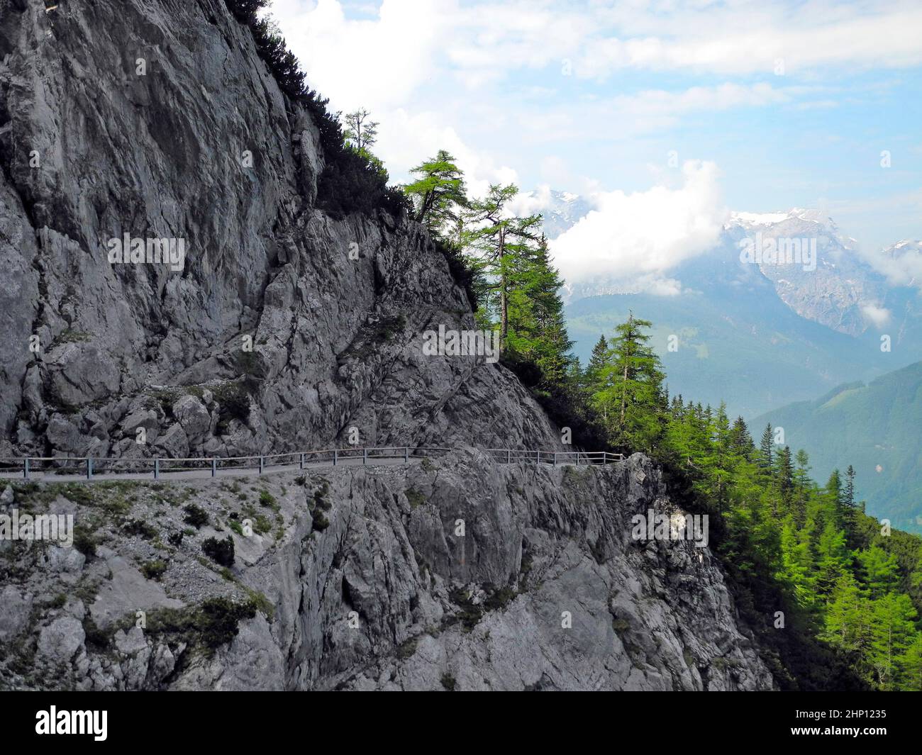 Austria, way along rock face to Eisriesenwelt - world largest ice cave ...