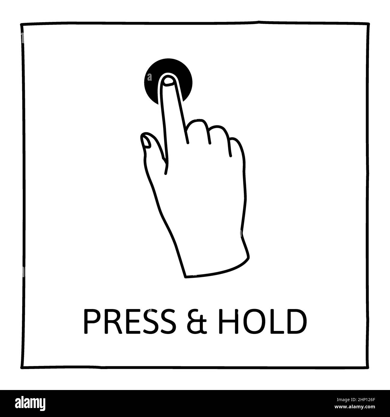Doodle gesture icon. Press and hold with one finger. Touch screen hand ...