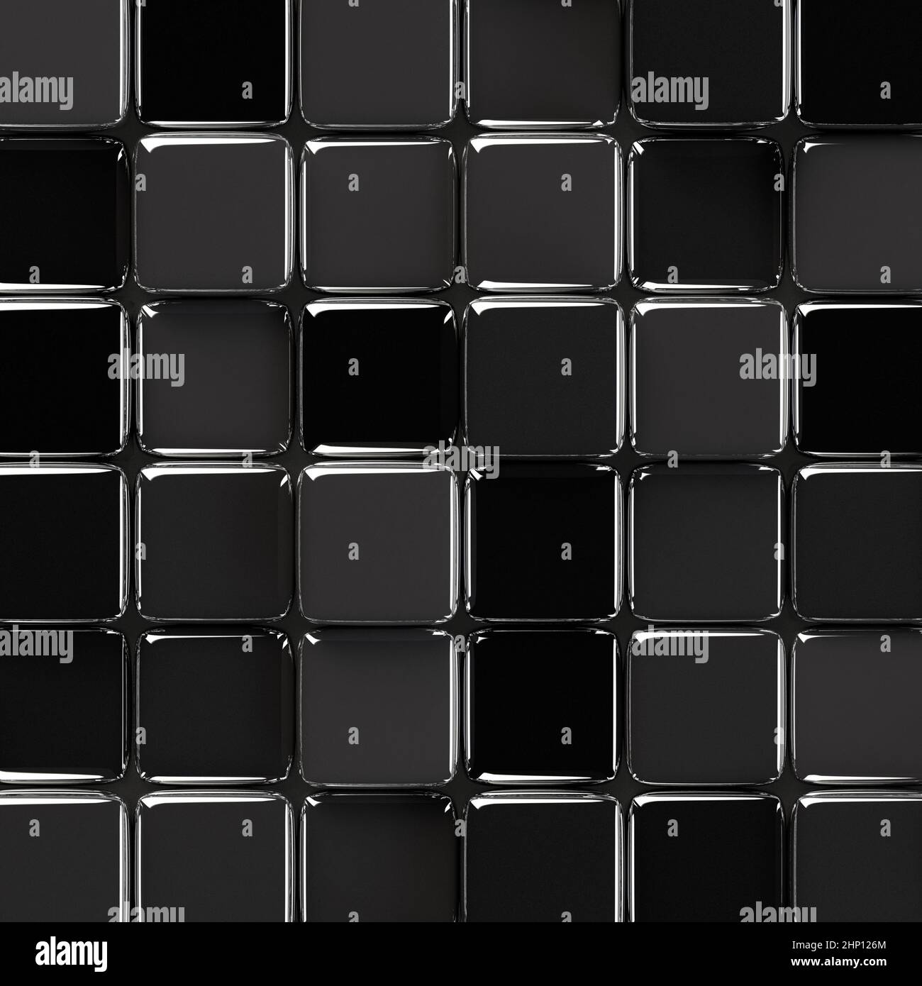 Abstract geometric background with glossy black glass cubes of various ...