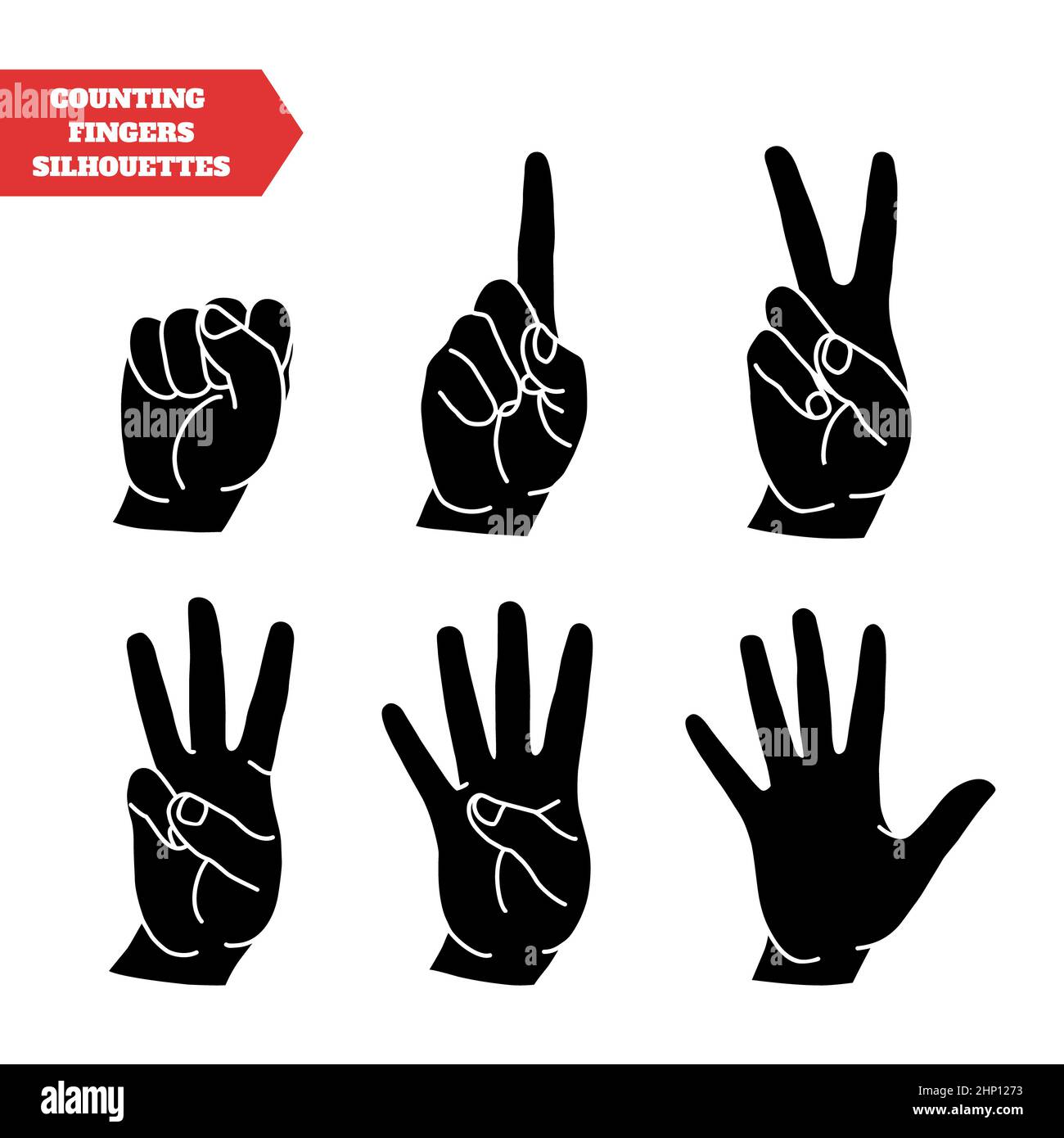 Counting hands showing different number of fingers. Graphic design ...