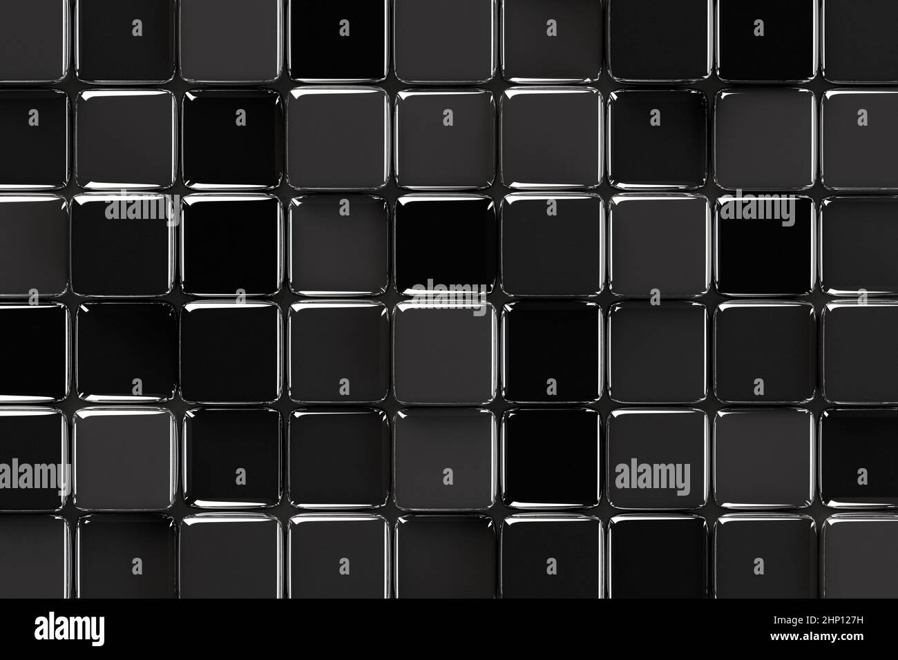 Abstract geometric background with glossy black glass cubes of various ...