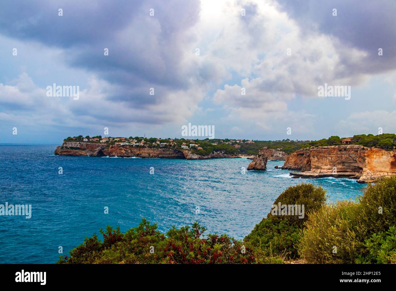 Panorama cliffs and landscape of the bay of Cala Santanyí in Mallorca ...
