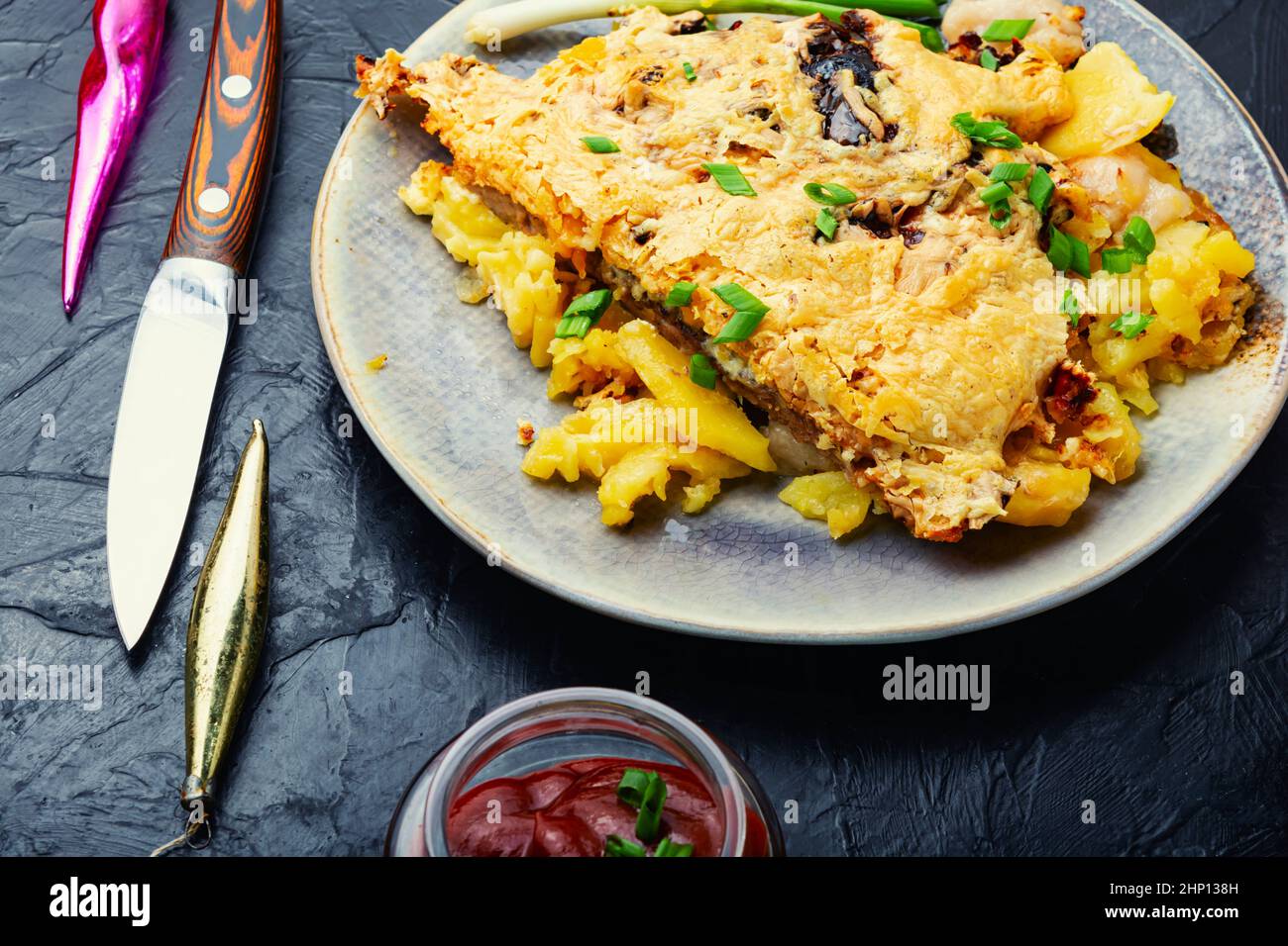 French meat is a dish made from layers of meat, potatoes and cheese ...