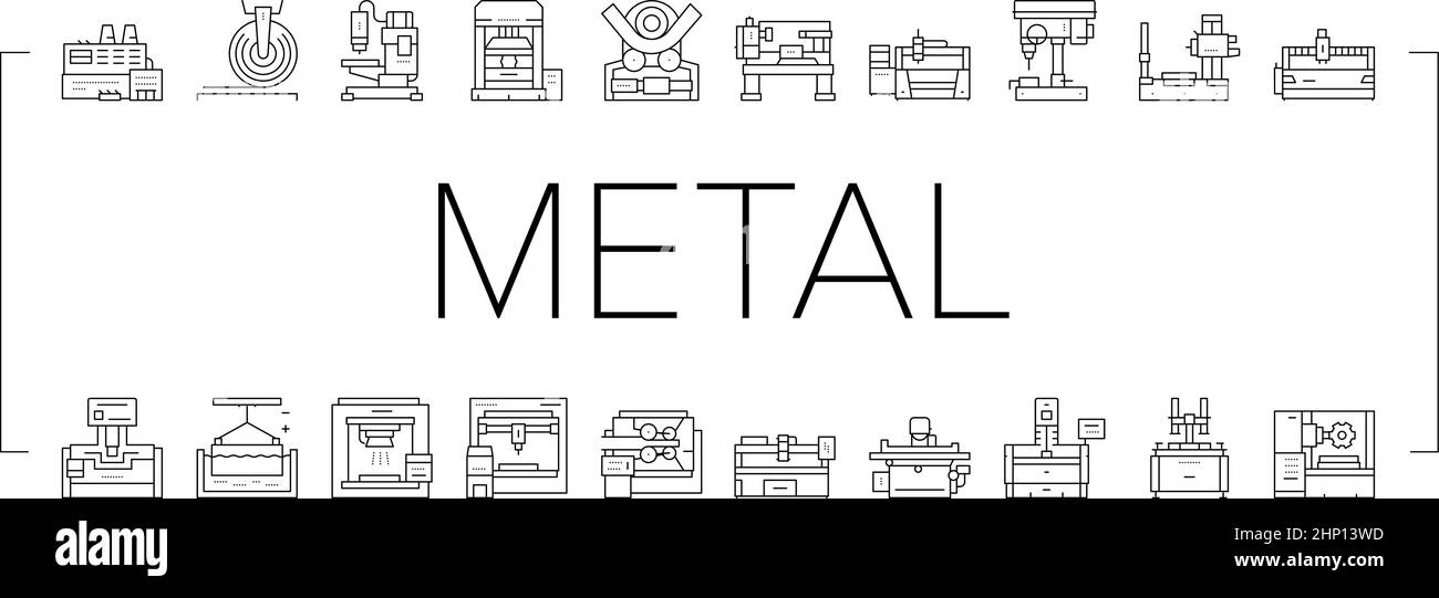 Metal Working Machine Collection Icons Set Vector Stock Vector Image ...